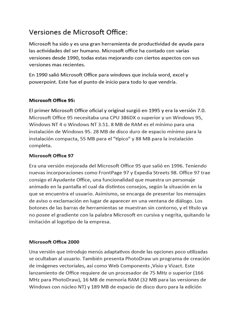 Versiones De Microsoft Office Pdf Microsoft Office 2010 Microsoft
