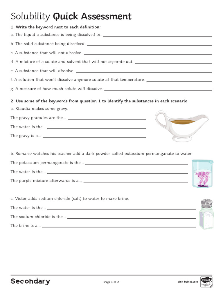 Solubility Quick Assessment | PDF | Solubility | Chemistry