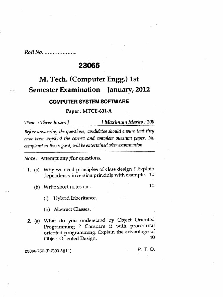 2012-M.TECH.-CSE-COMPUTER SYSTEM SOFTWARE-1st SEM. | PDF