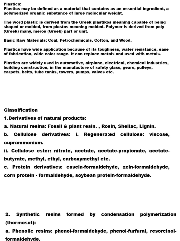 Lecture Slides On Plastics | PDF | Polyvinyl Chloride | Plastic