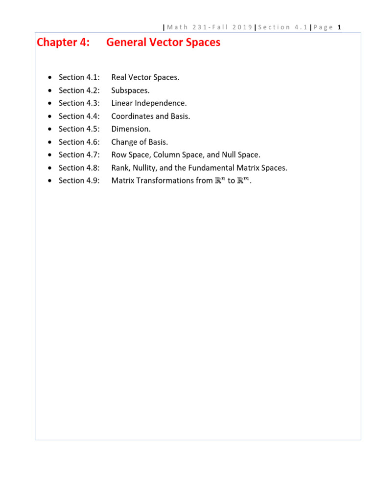 Math 231 Section 4 1 Sol Pdf Vector Space Mathematics