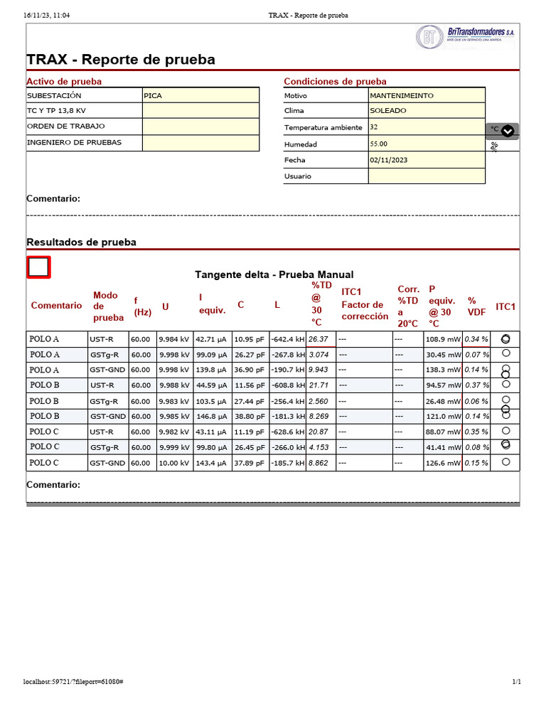 TRAX - Reporte de Prueba PICA 2 | PDF