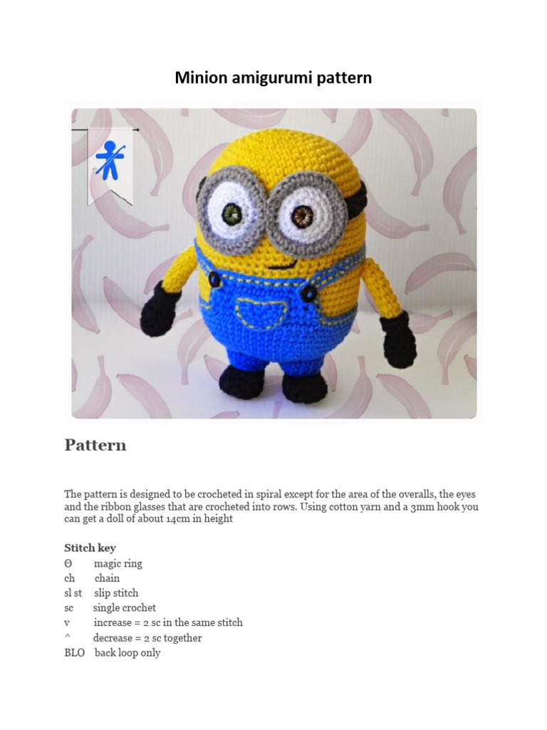 Free Minion Bob Amigurumi Pattern | PDF | Crochet | Woven Fabrics