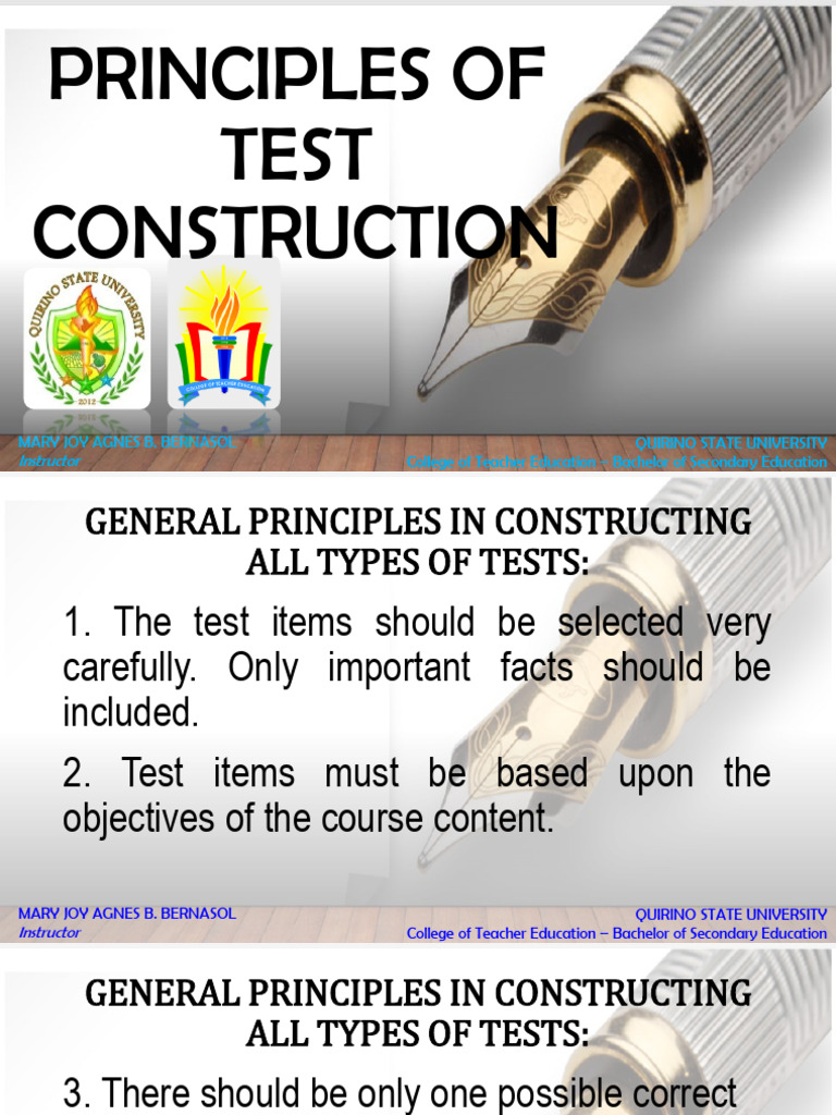 Lecture 4 Test Construction | PDF | Multiple Choice | Question