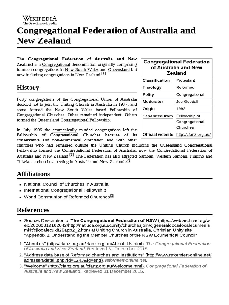 Congregational Federation of Australia and New Zealand | PDF ... Congregational Federation of Australia and New Zealand | PDF ...