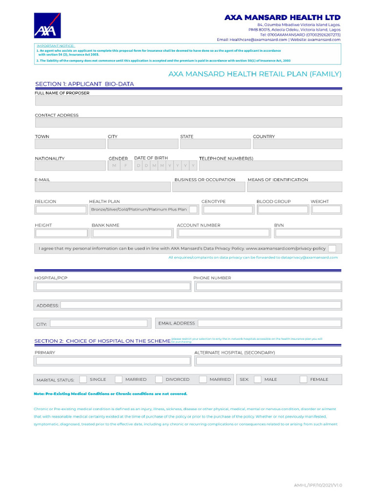 Family Health Form | PDF