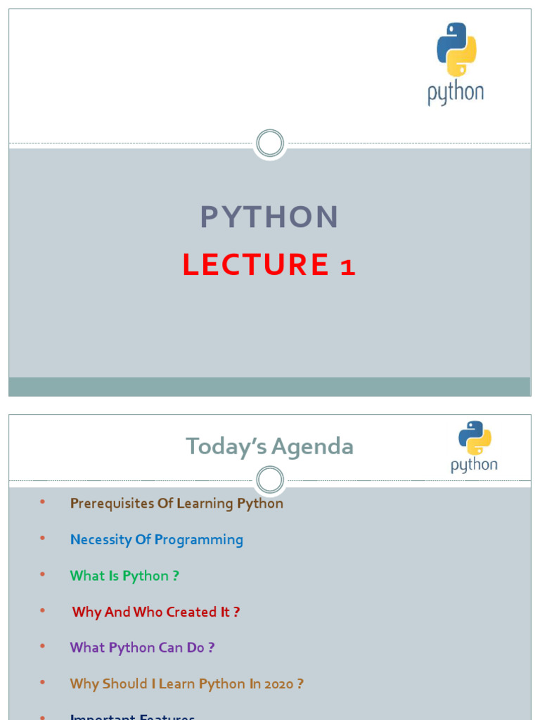 Python Lecture 1 Pdf Python Programming Language Internet Of Things 9883