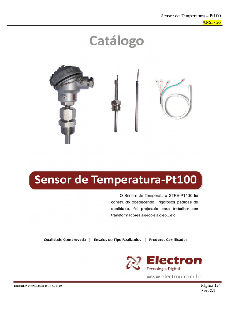 Sensor de Temperatura - Pt100 | PDF | Termômetro | Ciências Físicas