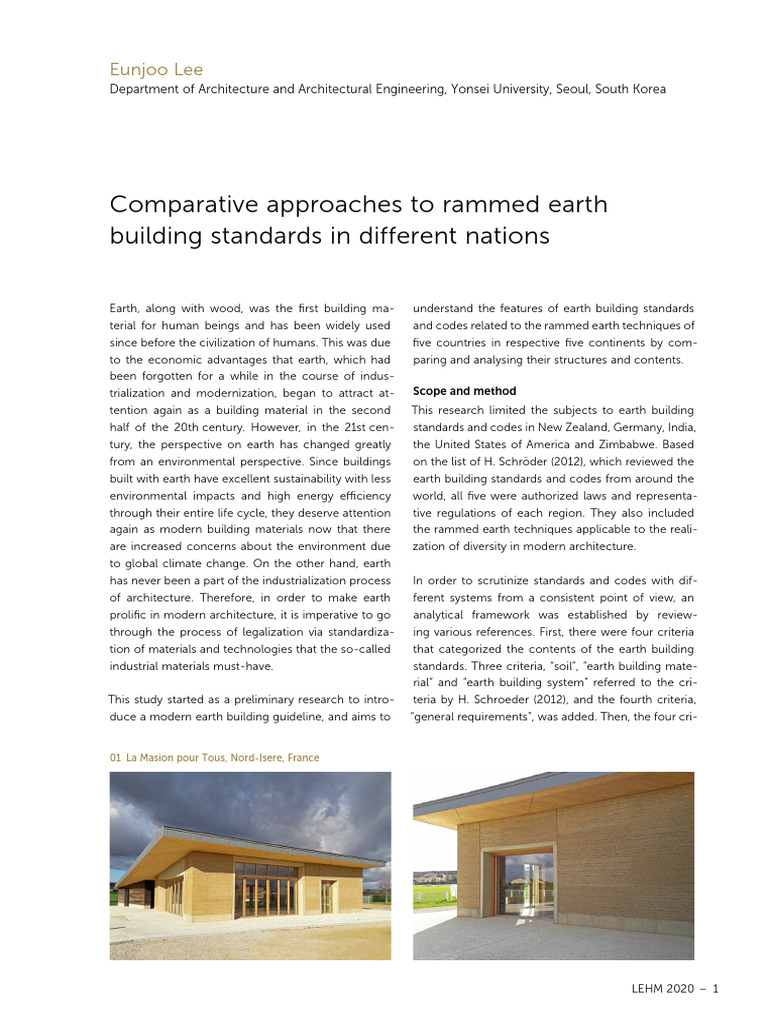 Comparative Approaches To Rammed Earth Building Standards in Different ...