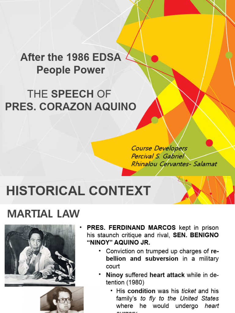 Module 15 Speech of Pres. Aquino | PDF | Corazon Aquino | Metro Manila Module 15 Speech of Pres. Aquino | PDF | Corazon Aquino | Metro Manila