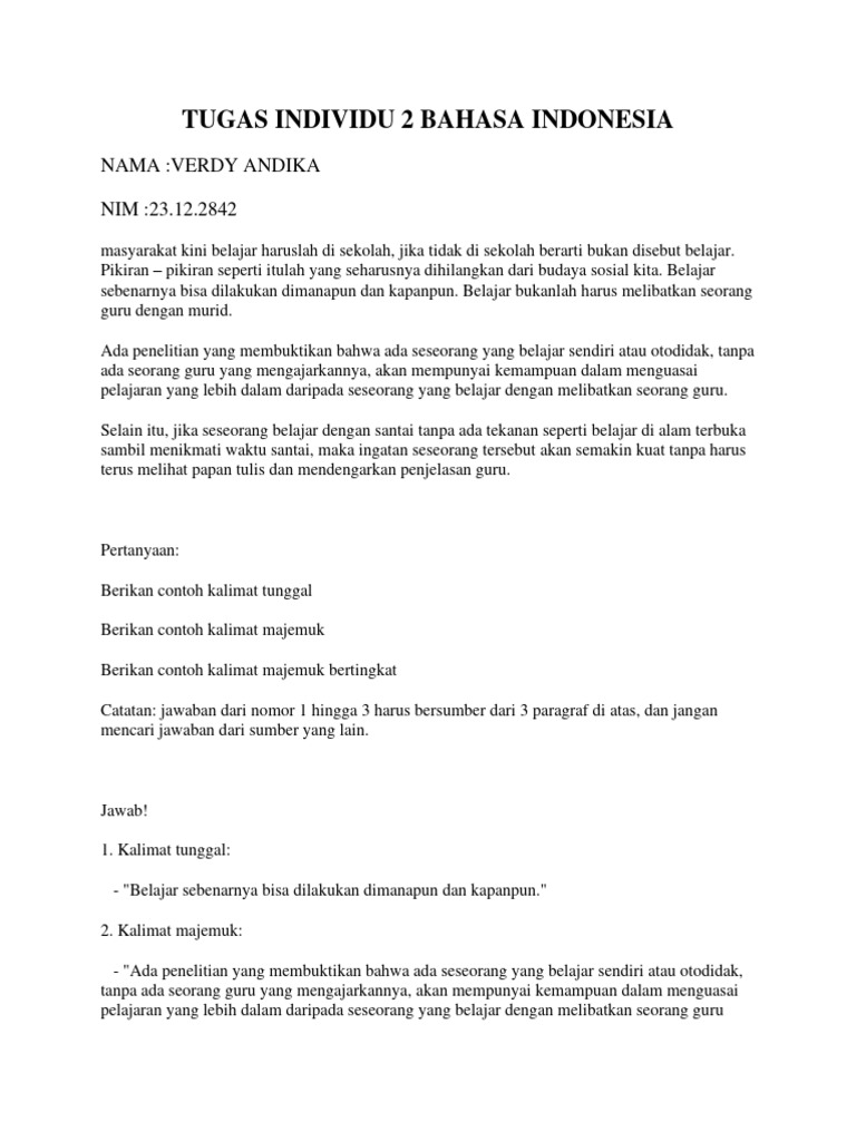 Tugas Individu 2 Bahasa Indonesia | PDF
