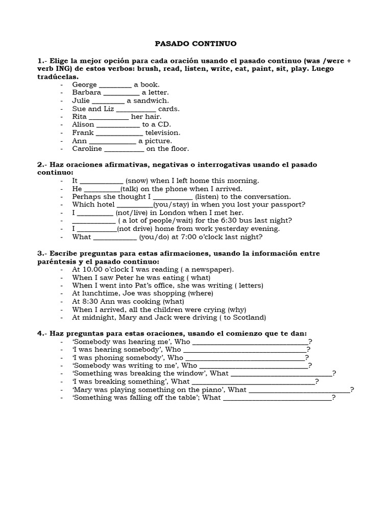 Pasado Continuo | PDF