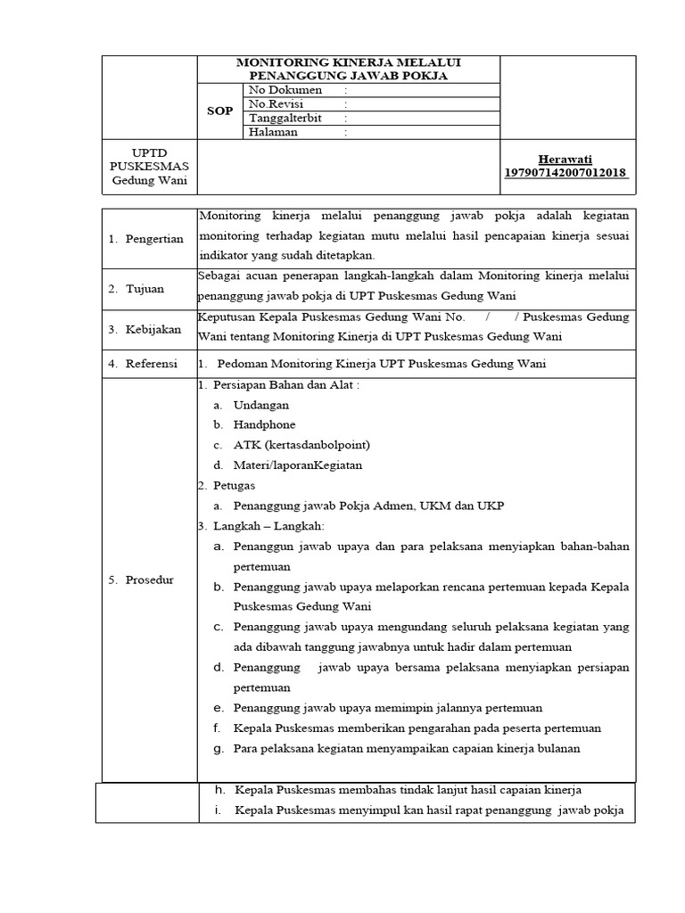SOP Monitoring-Kinerja | PDF