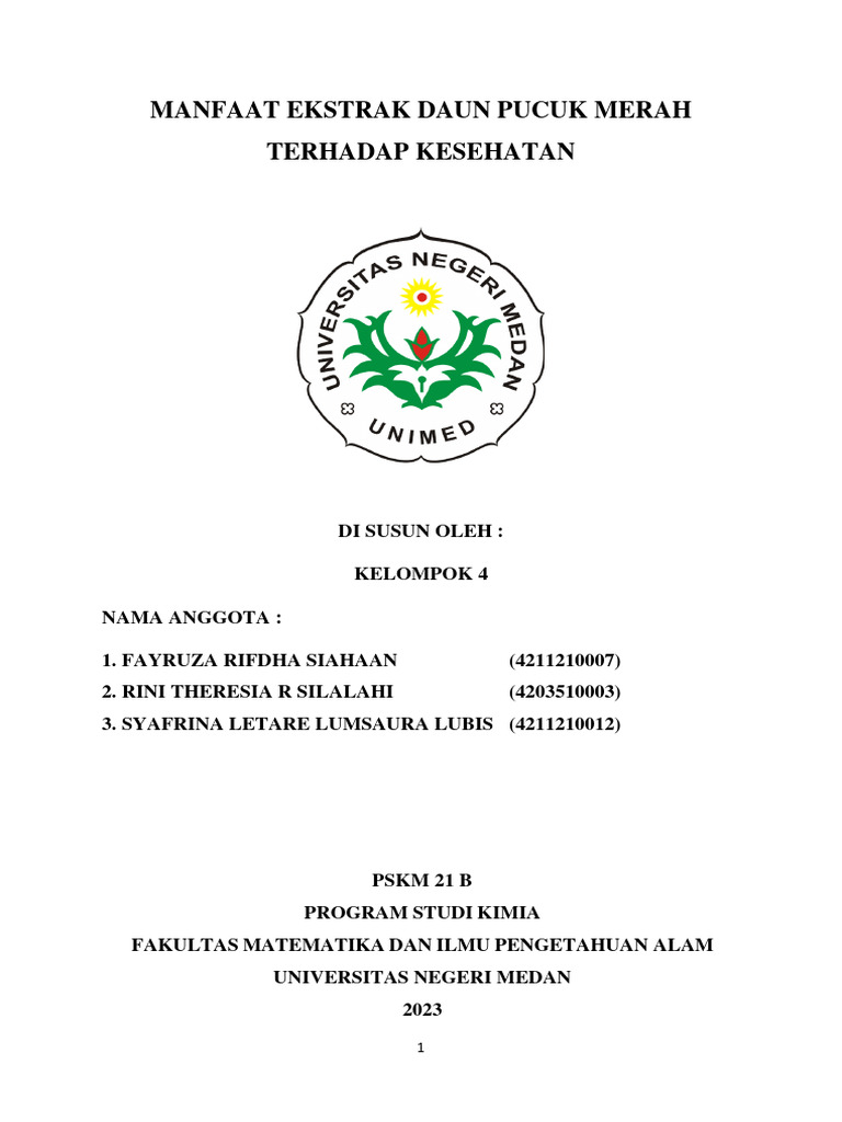 Manfaat Ekstrak Daun Pucuk Merah Terhadap Kesehatan | PDF | Sains ...