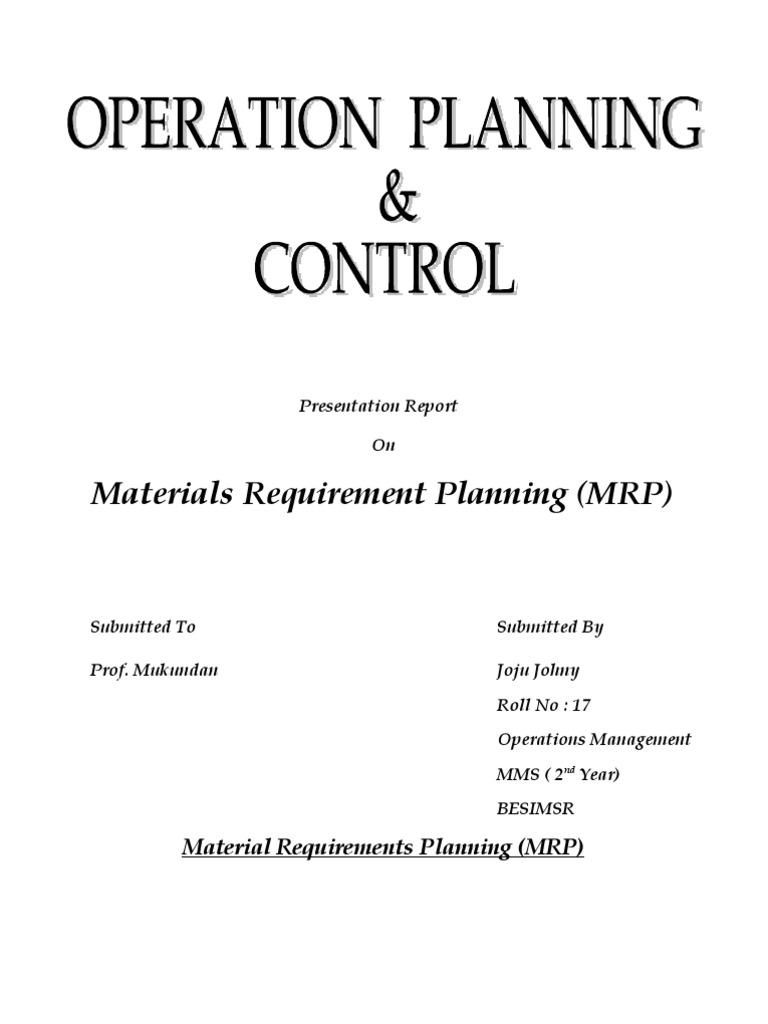 Materials Requirement Planning | Download Free PDF | Enterprise ...