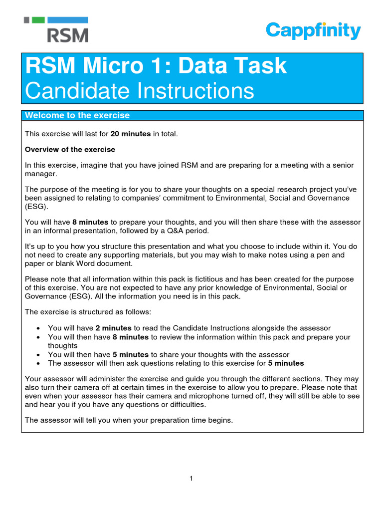RSM Micro 1 - Data Task - Candidate Instructions | PDF | Business ...