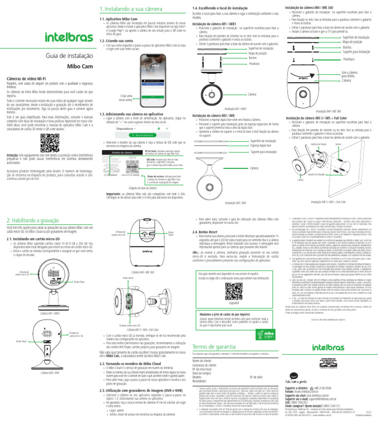 Guia de Instalacao Im1 Imx1 Im3 Imx Im4 Ime 360 Im5 S Im5 + Full Color PT | PDF | Câmera ...