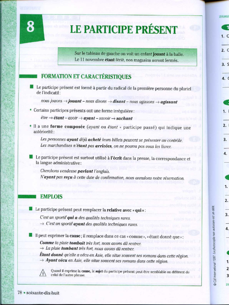 Grammaire - Progressive - Du - Francais - Avance - Le Participe Présent ...