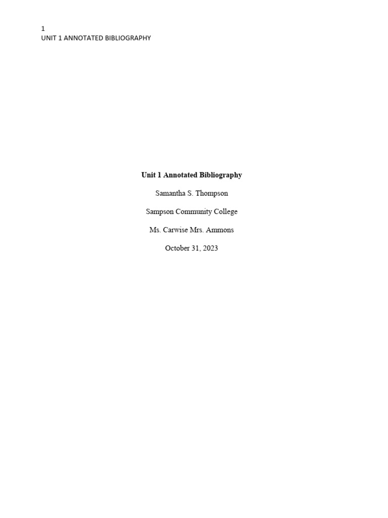 Annotated Bibliography Unit 1 | PDF | Nursing | Organ Donation