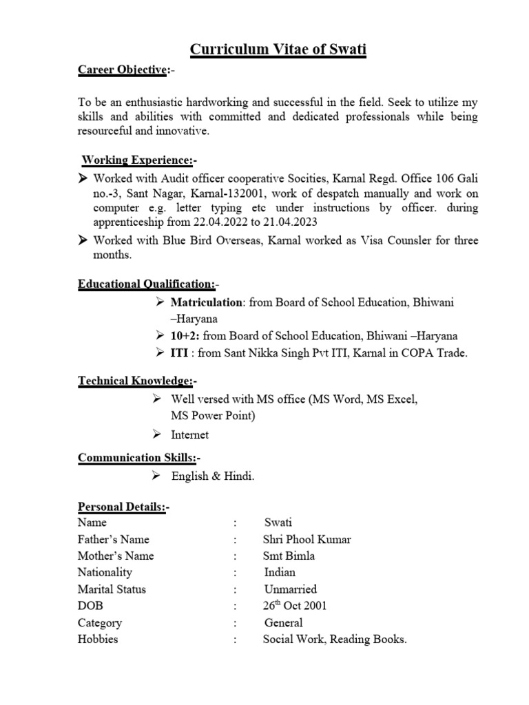 Cv Swati 2 Pdf