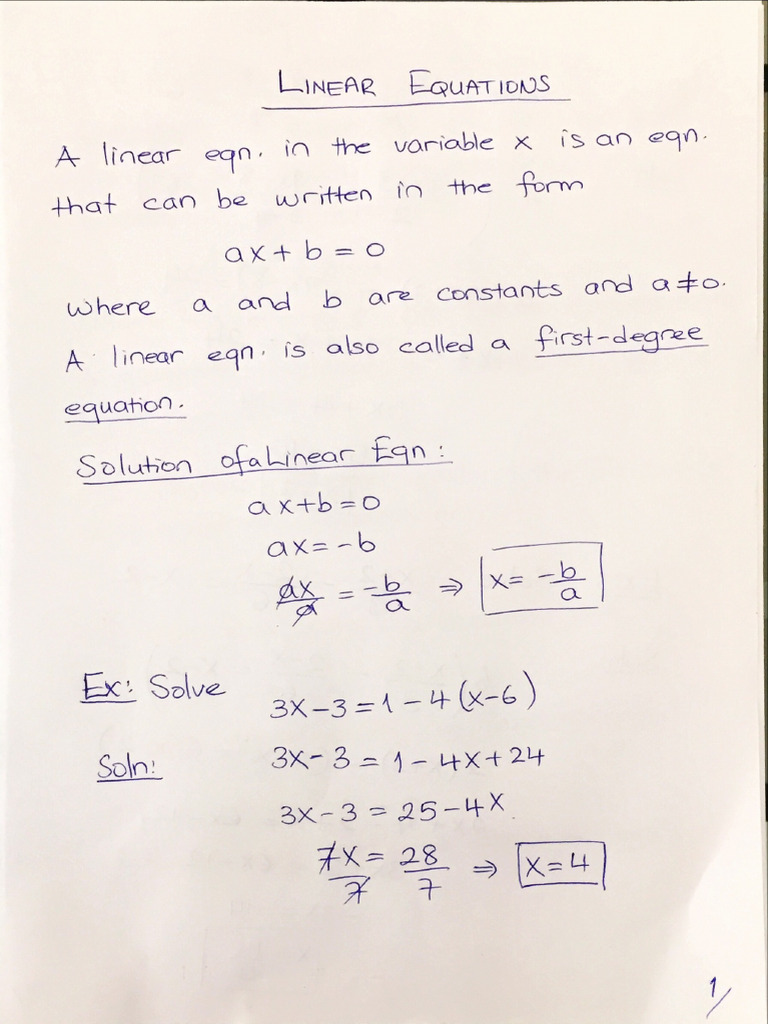 Linear Quadratic Equations Pdf
