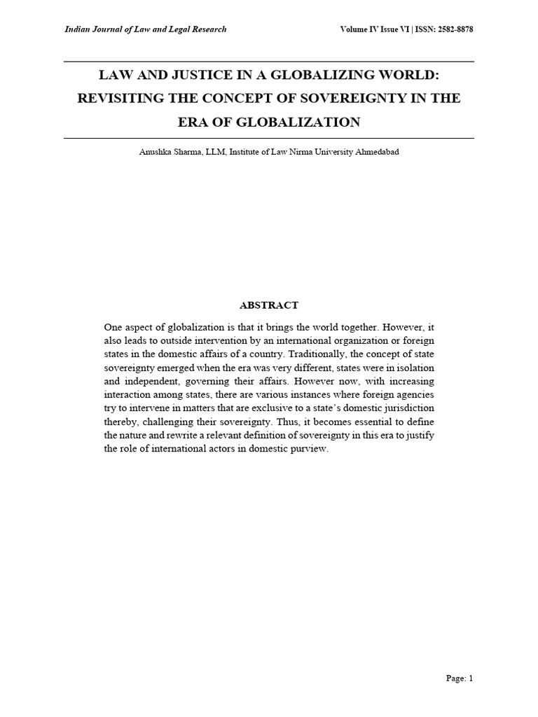 Redefining The Sovereignty in The Era of Globalisation | PDF ...