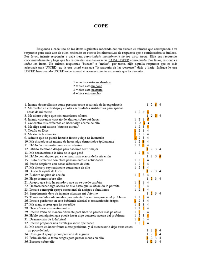 COPE Test | PDF
