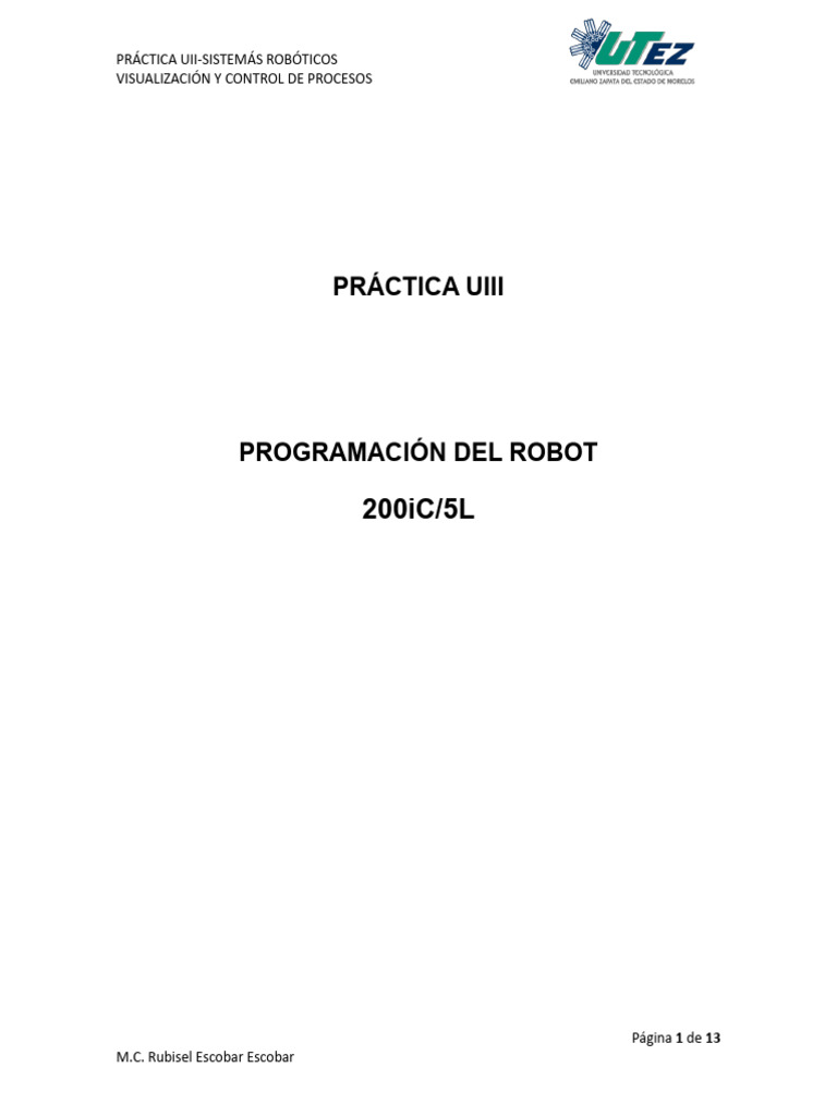 PRÁCTICA UIII-Robot Fanuc-FCL-2023 | Descargar gratis PDF | Laboratorios | Informática