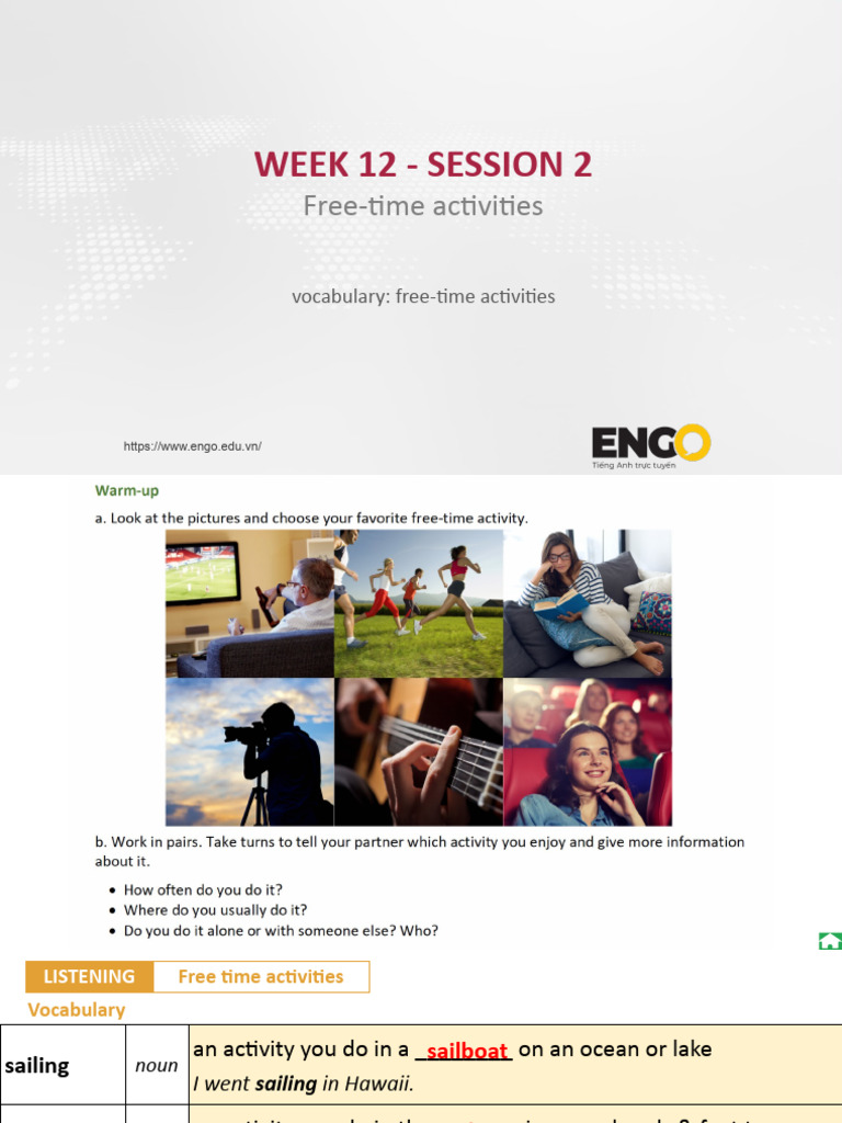 W12 S2 - Free Time Activities | PDF