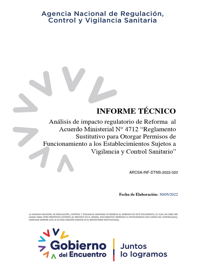 Informe sobre Permisos de Funcionamiento ARCSA | PDF | Ministerio (Departamento de Gobierno ...