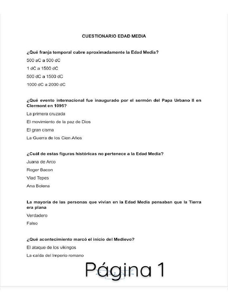 Exámen Edad Media | PDF