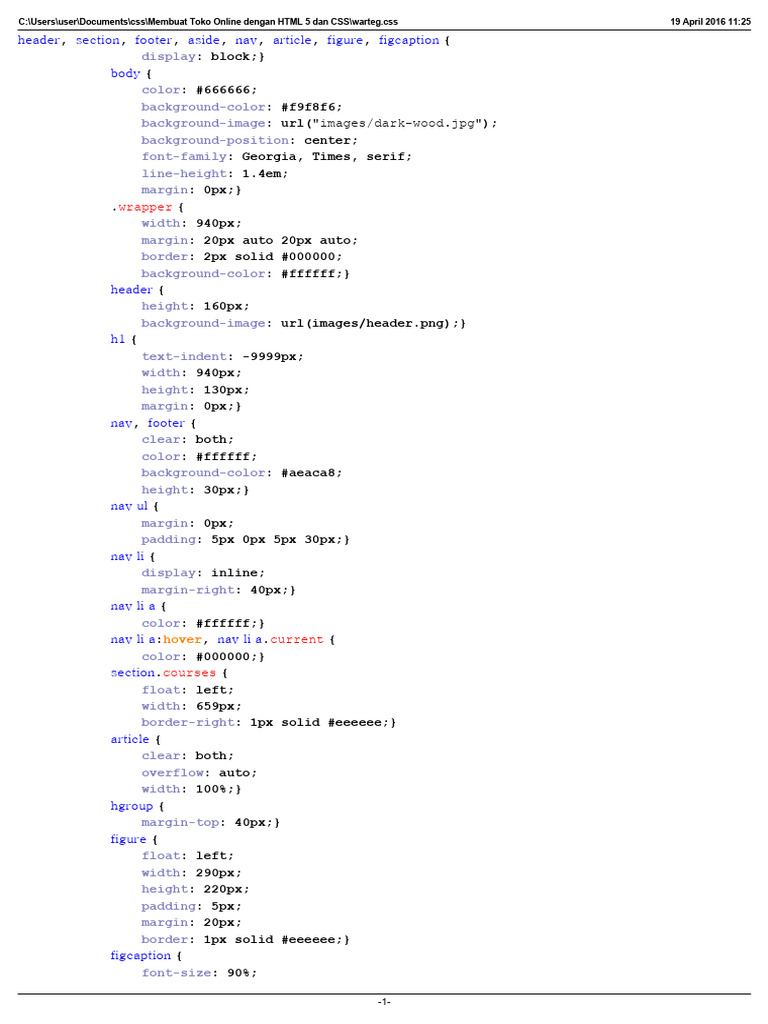 Kode Css | PDF | Html Element | Software Engineering