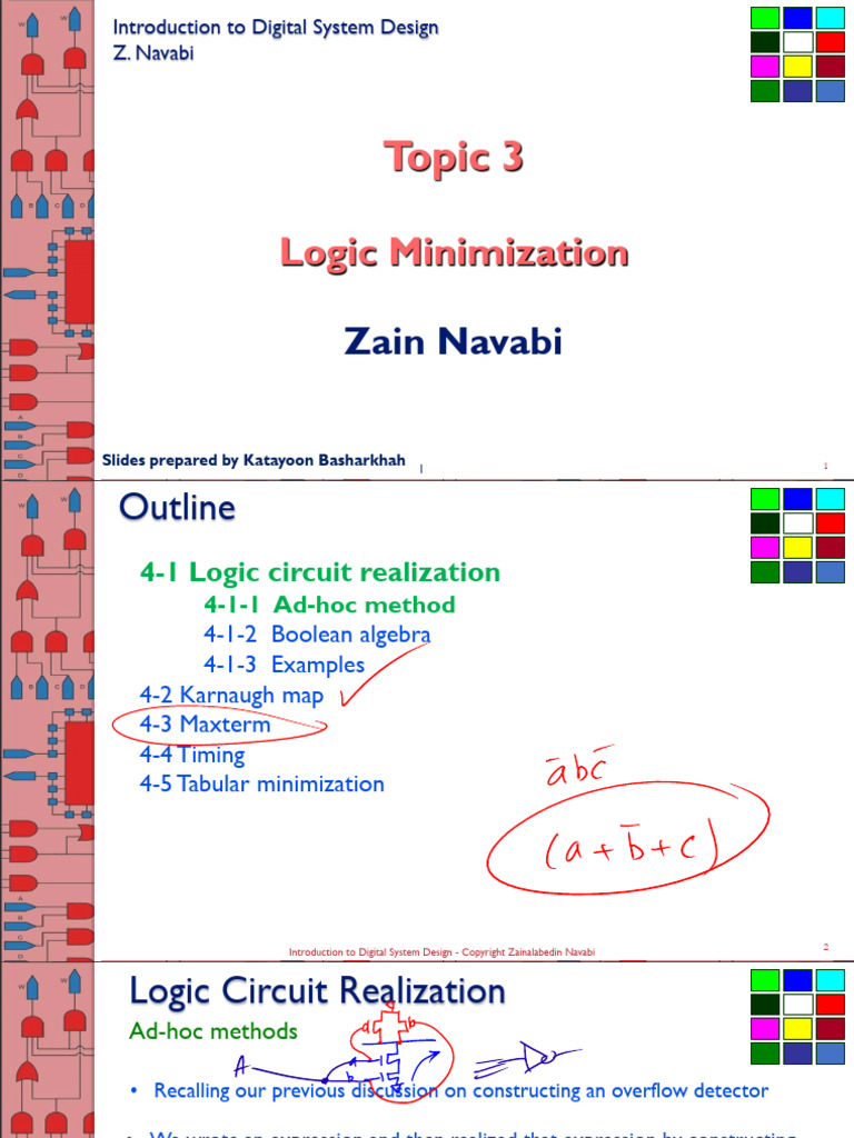 Lecture11 12 13 Logic Design Logic Minimization Pdf Boolean