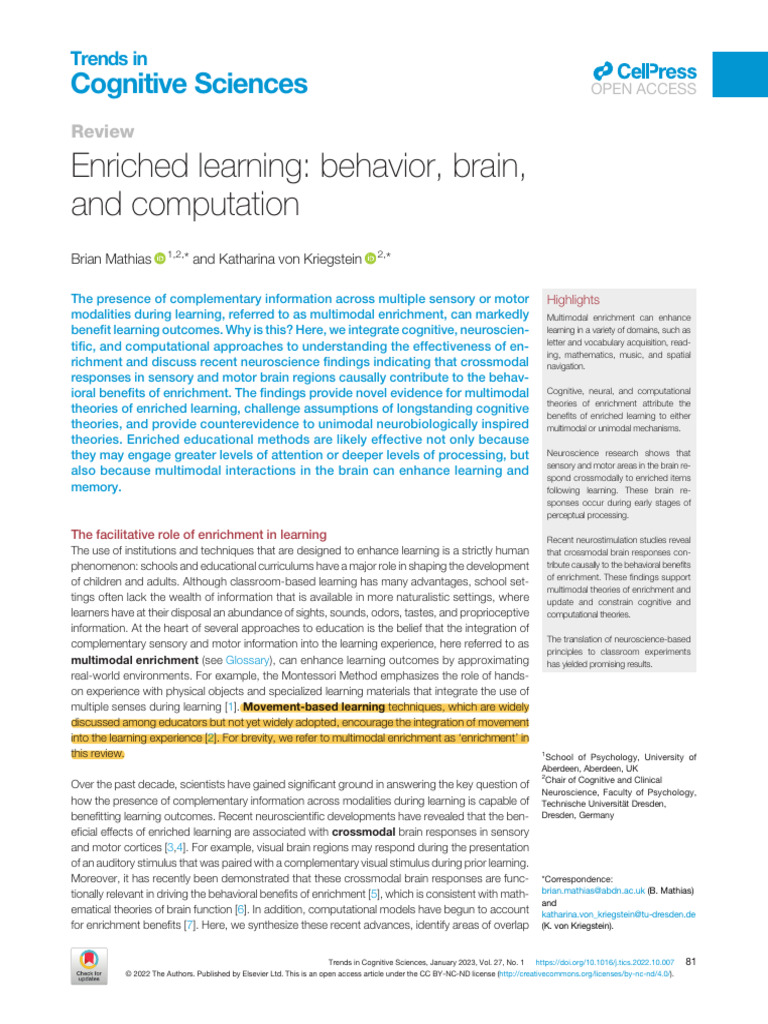 Enriched Learning | PDF | Perception | Learning