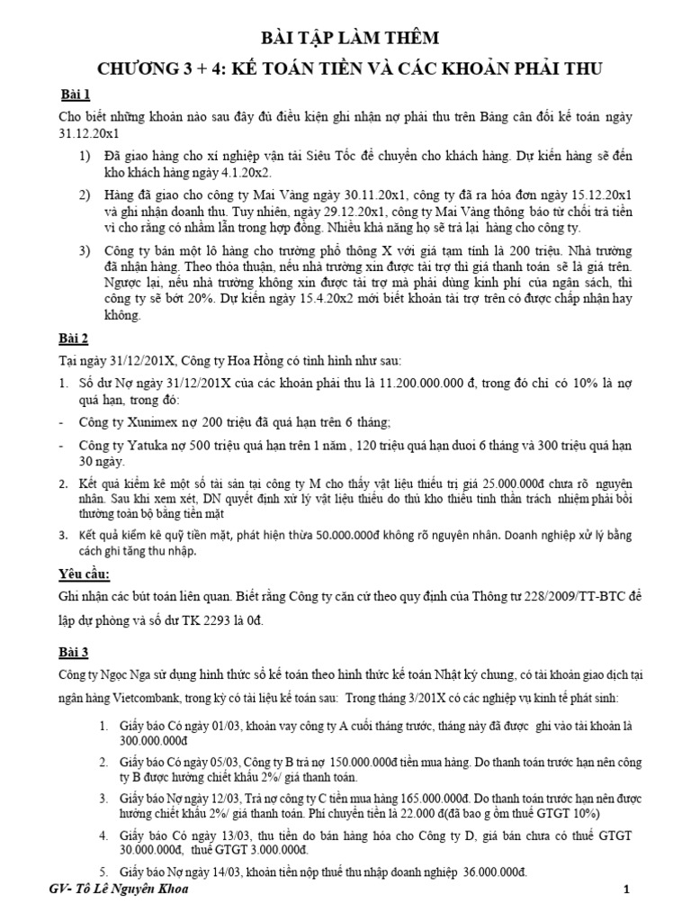 BÀI TẬP KTTC1-C3+4 | PDF
