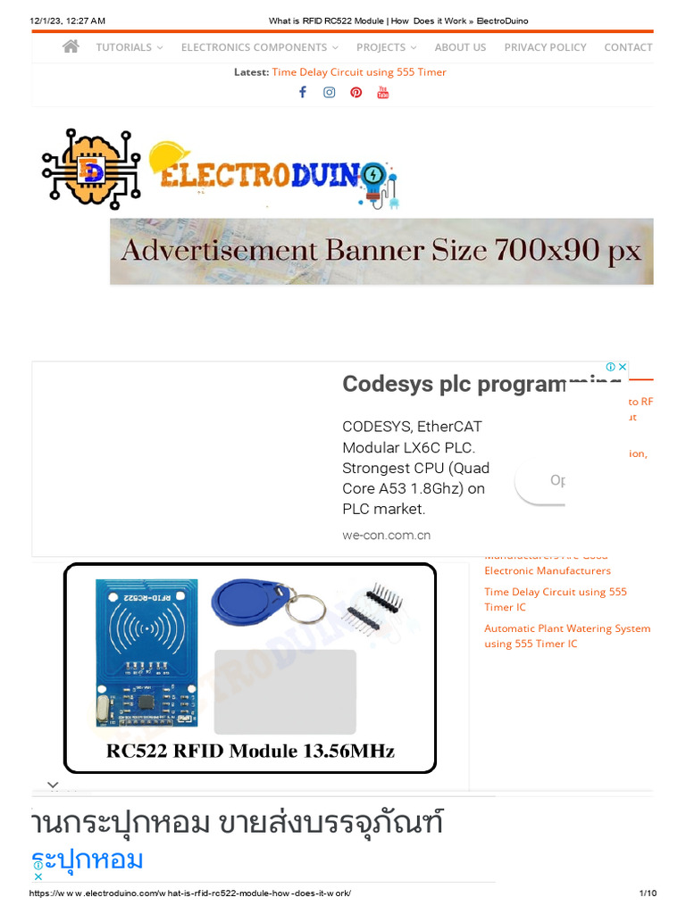 What Is RFID RC522 Module - How Does It Work ElectroDuino | PDF | Radio Frequency Identification ...
