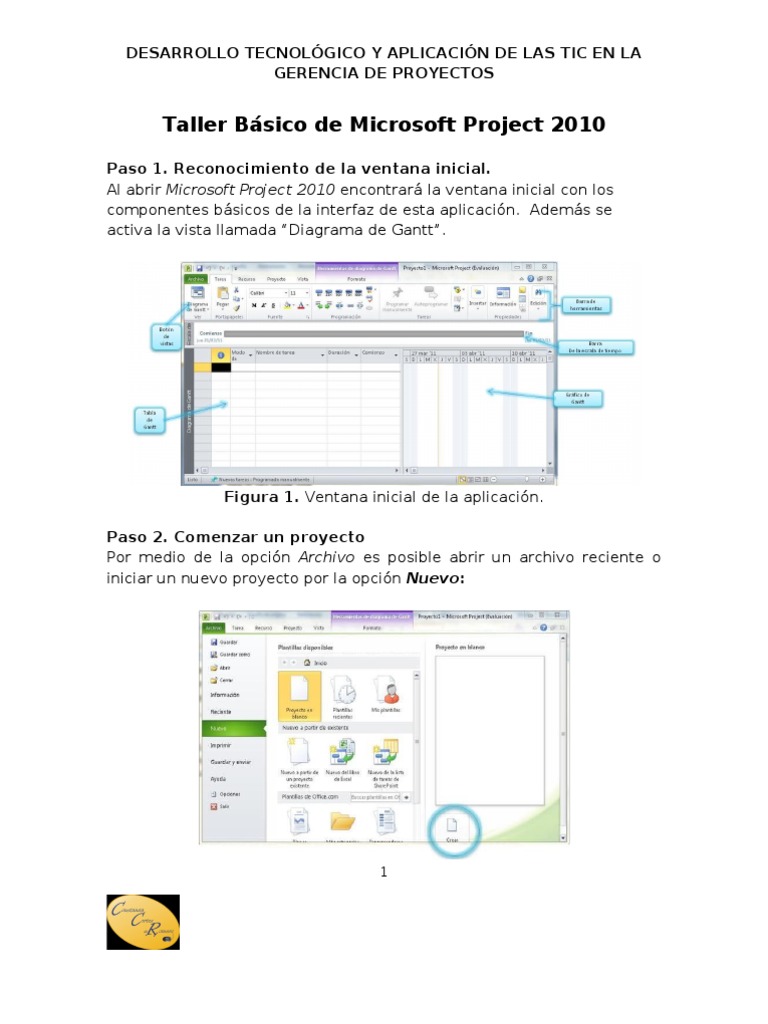 Taller Basico de Microsoft Project 2010 | PDF | Point and Click | Tecnología de información y ...