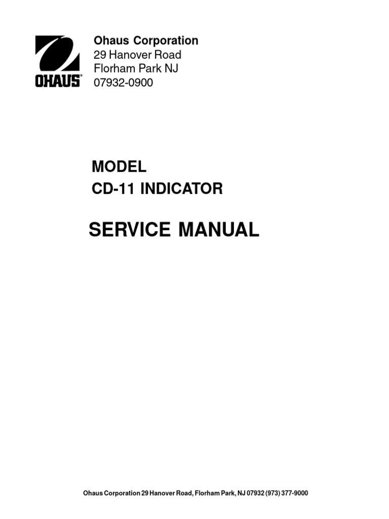 Ohaus cd11 Indicator Service Manual | PDF | Electrostatic Discharge | Printed Circuit Board