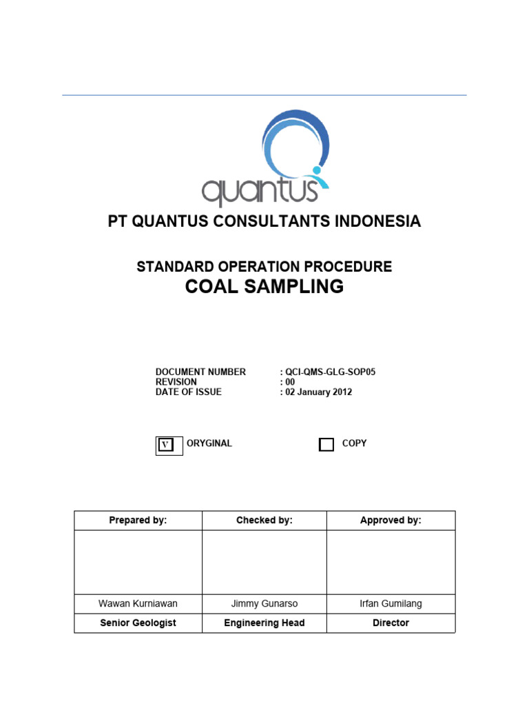 SOP Pengambilan Sampel Batubara | PDF