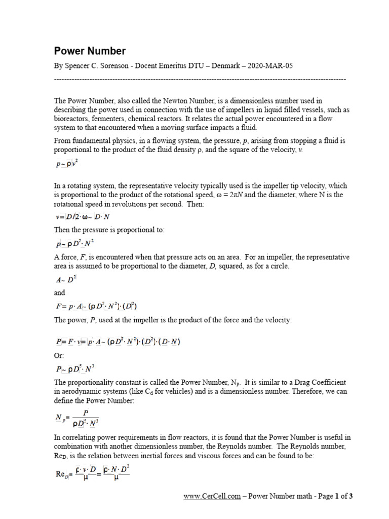 Power Number From Spencer | PDF | Reynolds Number | Fluid Dynamics