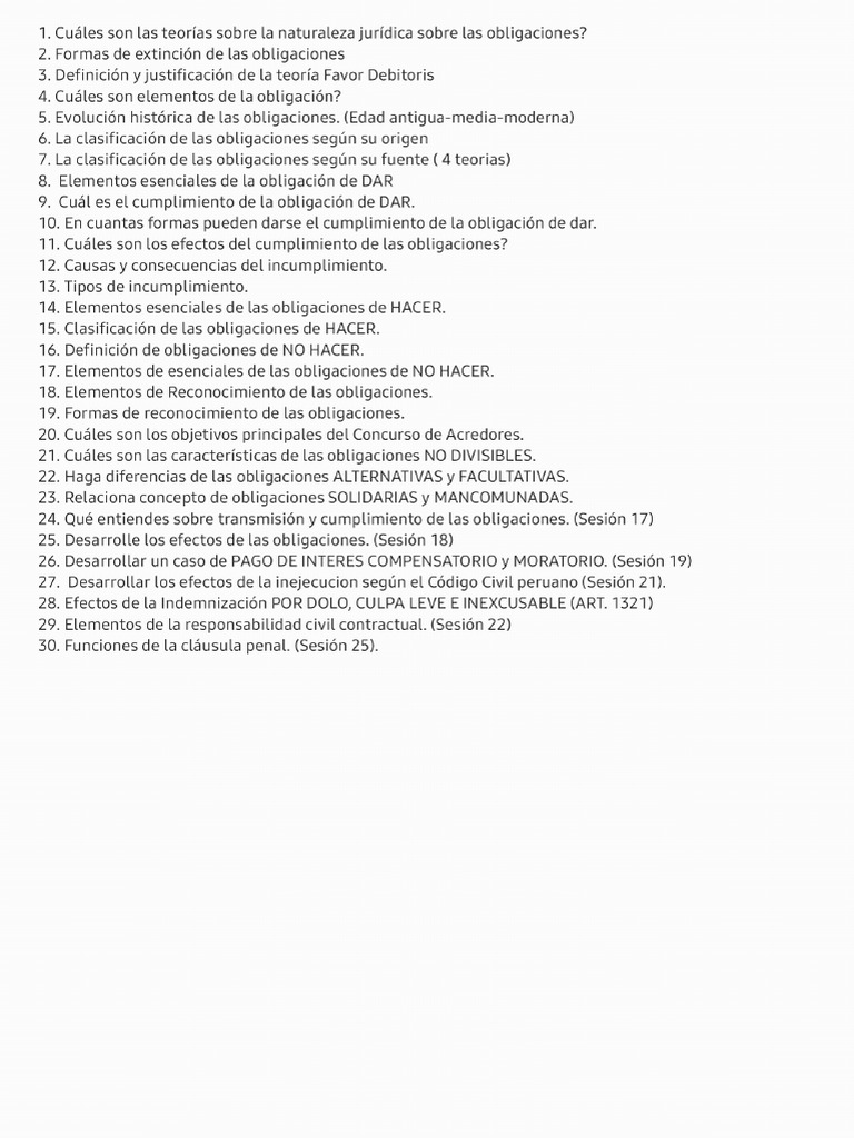 Banco de Preguntas EXAMEN FINAL OBLIGACIONES - 231128 - 184101 | PDF