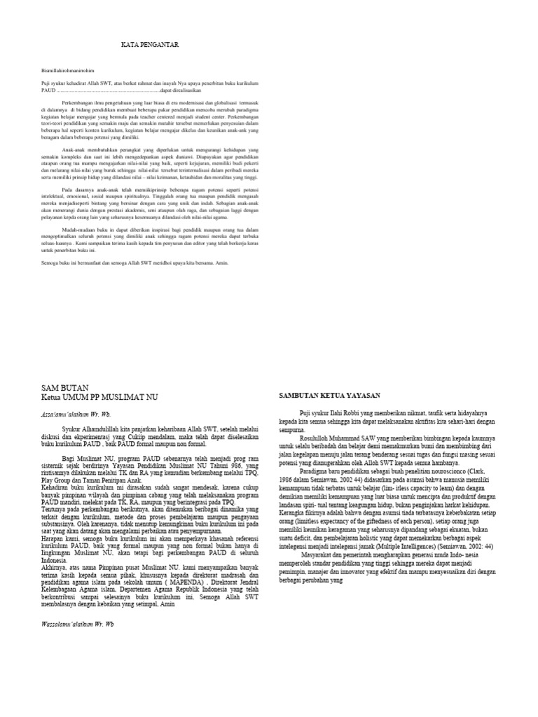 Kurikulum PAUD Formal Dan Unformal | PDF