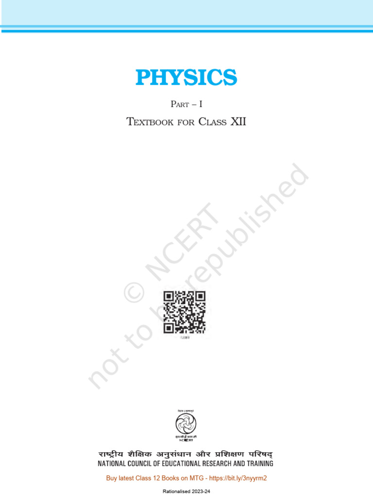 NCERT Book Class 12 Physics | PDF | Electric Charge | Magnetic Field