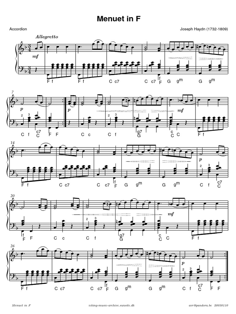 Minuet Haydn 228184 | PDF