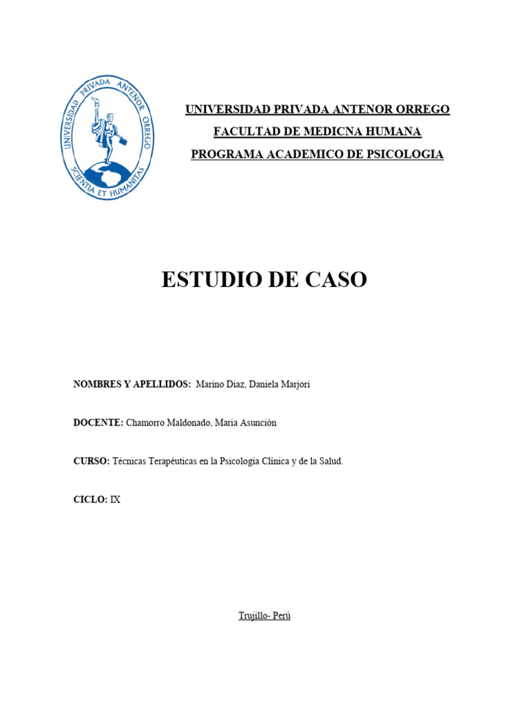 Esquema de Presentaicon Del Plan de Intervencion Del Caso Psicologico | PDF | Depresión (estado ...