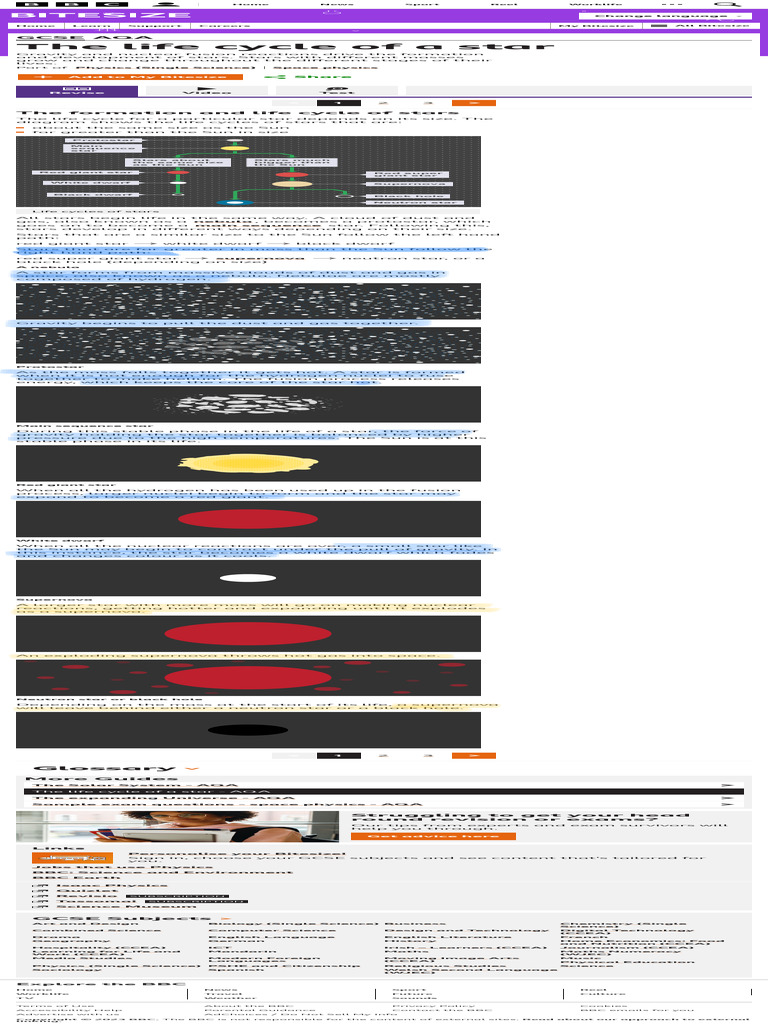 The Formation and Life Cycle of Stars - The Life Cycle of A Star - AQA ...