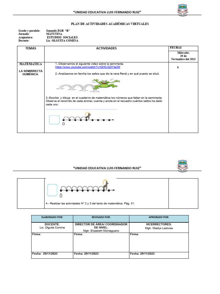 Actividades Virtuales de Matemática EGB 2B | PDF