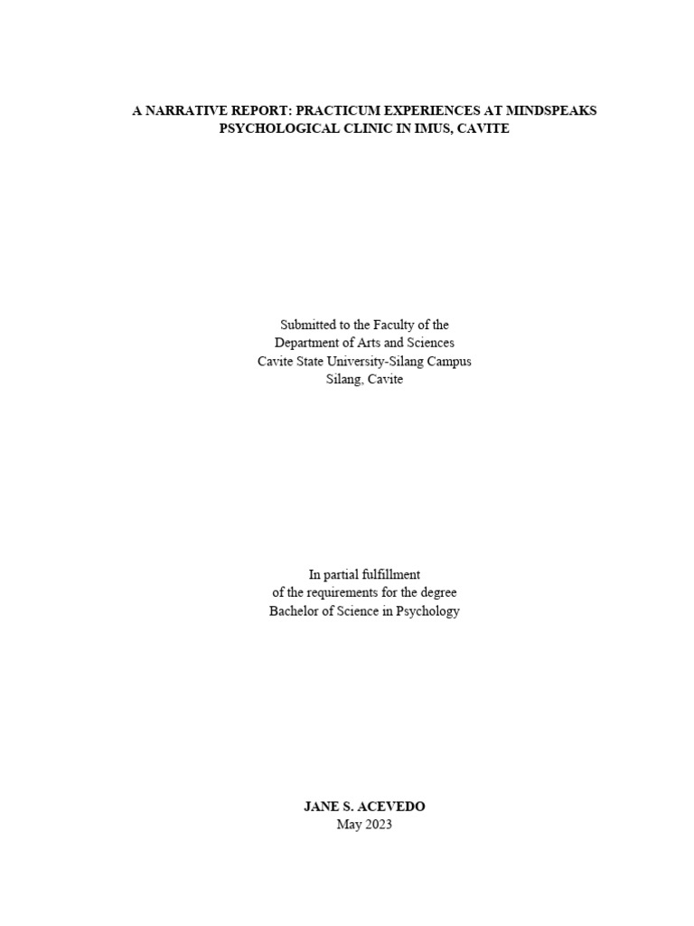 Narrative Report | PDF | Psychotherapy | Psychology