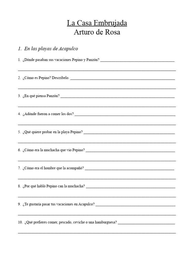 La Casa Embrujada Questions | PDF