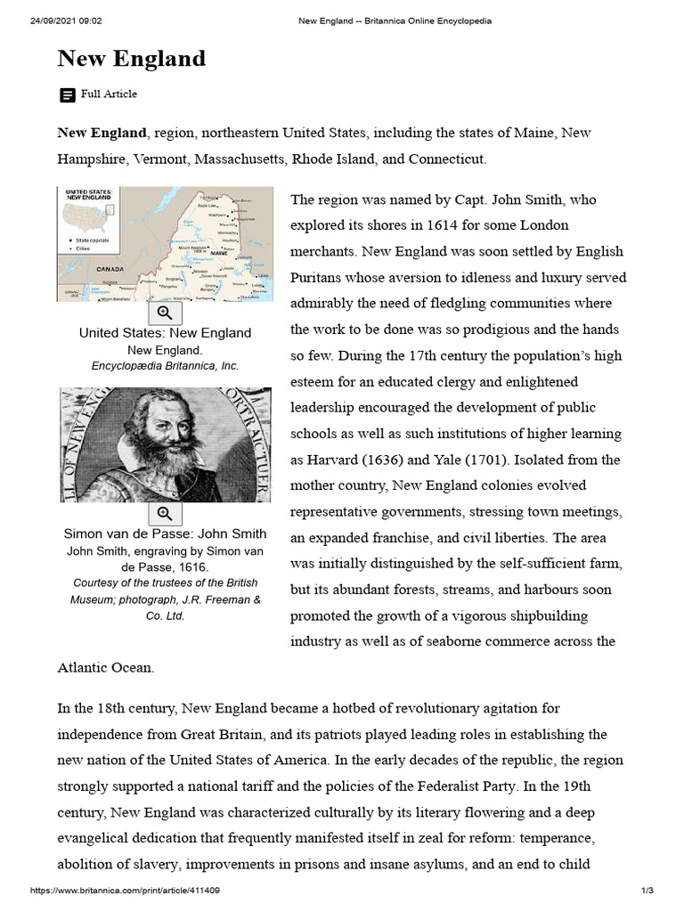 New England - Britannica Online Encyclopedia | PDF | New England ...